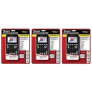 Texas Instruments TI-84 Plus CE Graphing Calculator, Black, Pack 3