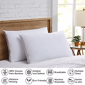 Coldest Pillow Cases Set of 2 - Pillowcase 2 Pack with Envelope Closure, Breathable Pillow Case - 100% Viscose Derived from Bamboo