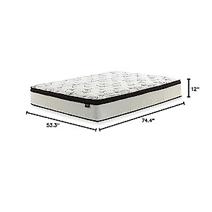 Signature Design by Ashley Full Size Chime 12 Inch Medium Firm Hybrid Mattress with Cooling Gel Memory Foam , White