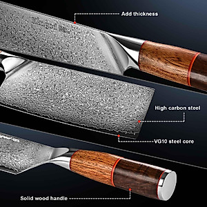 KINGOD 7-Inch Meat Cleaver, Razor-Sharp VG10 Steel Knife for Meat & Vegetables, Multipurpose Kitchen Knife with Rosewood Handle, Gift Box & Sheath