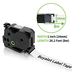 Buyalot 24mm Label Tape Replacement for Brother P Touch TZ Tape TZe-251 TZe251 TZ251 1 Inch 0.94 Laminated Compatible with Brother Ptouch PTD600 PTD610BT PTP700 PTP750W Label Maker, 4 Pack