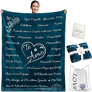 Regalos Para Mujeres, Gifts for Girlfriend Blanket, Romantic Gifts for Her, To My Girlfriend Gift Ideas, Birthday Gifts for Girlfriend From Boyfriend, GF BF, Throw Blanket 65” x 50” (Coral Blue)
