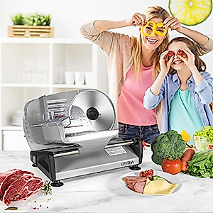 Meat Slicer 200W Electric Deli Food Slicer with Removable 7.5" Stainless Steel Blade, Adjustable Thickness Meat Slicer for Home Use, Child Lock Protection, Easy to Clean, Cuts Meat, Bread and Cheese