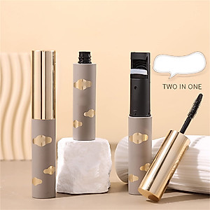 2 In 1 Mascara Longer Lash Cosmetics Natural Lengthening And Thickening Effect No Clumping Superstrong 4d Silk Fiber Mascara Makeup Glitter Top Coat Mascara with（Black-b)