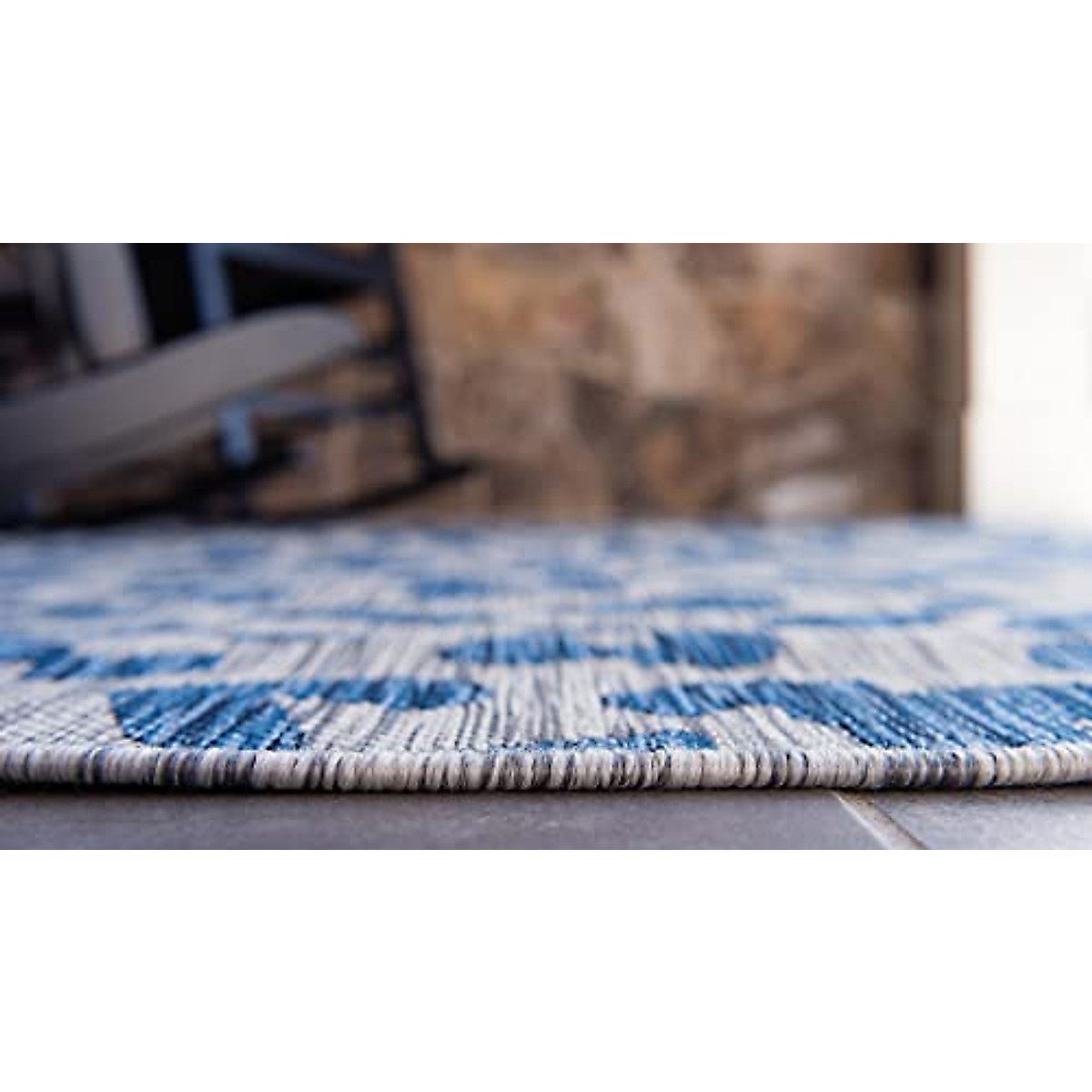 Unique Loom Outdoor Safari Collection Area Rug - Leopard (7' 1" x 10' Rectangle, Blue/ Gray)