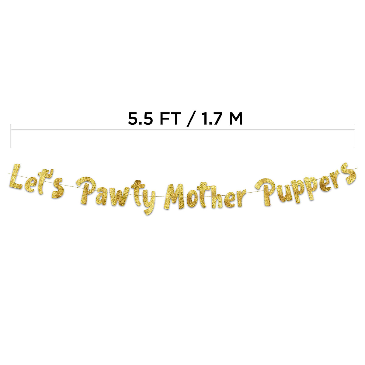 Lets Pawty Mother Puppers Glitter Banner – Dog Birthday Banner and Decorations – Funny Puppy Birthday Party Supplies and Gifts