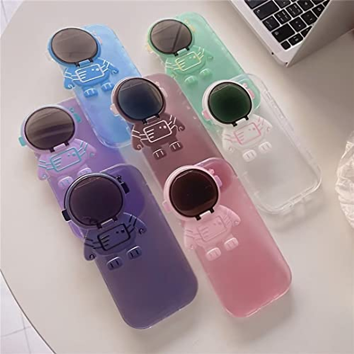 Beskinmer Compatible with iPhone 11 Case,Cute Clear Astronaut Case for Women with Astronaut Folding Camera Cover Kickstand Case Slim Soft TPU Shockproof Bumper - Clear