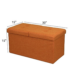 Otto & Ben Mellow 30" Storage Ottoman - SMART LIFT Top, Upholstered Tufted Ottomans Bench Foot Rest for Bedroom, Amber Orange