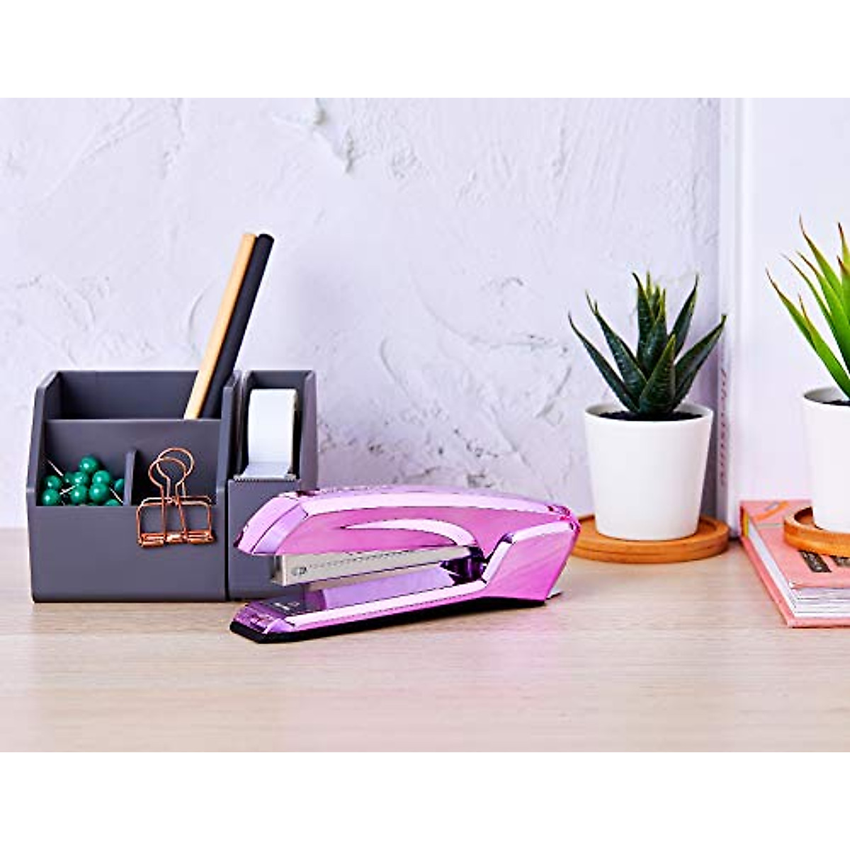 Bostitch Office Ascend 3 in 1 Stapler, Integrated Remover, 420 Staples Included, 20 Sheet Capacity, Lightweight, Full Strip, Metallic Purple