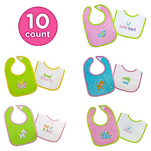 Neat Solutions Water Resistant Bib Set, 10 count, Girl