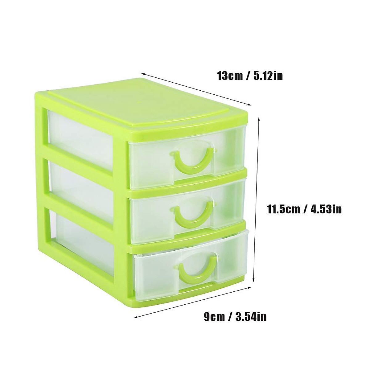 White 3 Drawer Plastic Storage,2 PCS Mini Drawer Organizer, Plastic Jewelry Makeup Storage Box with Adjustable Detachable Dividers for Small Accessories (3 Layers Green)