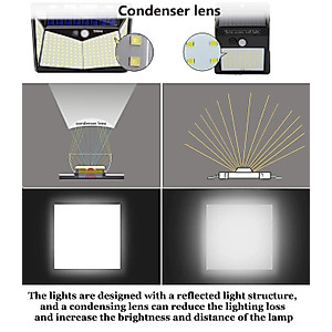 Enkman Solar Lights Outdoor 208 LED,Wireless Motion Sensor Lights with 270° Wide Angle IP65 Waterproof for Deck Fence Post Door Wall Yard and Garage, Yard, Garage, Deck, Pathway, Porch (2PACK-208LED)