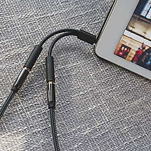 Zeskit 3.5mm Jack Stereo Audio Splitter Y Cable for Connecting 2 Earphones Headphones to iPhone iPad Switch and More