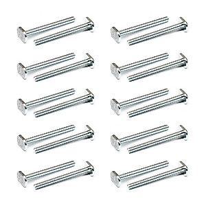 POWERTEC 1/4"-20 T Track Bolts 20 Pack for T Track, 2-1/2 Inch Long T Slot Bolts for Universal T Track, T Track Accessories for Woodworking Jigs and Fixtures (QTB1005)
