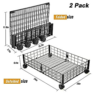 Rula Under Bed Storage with Wheels,Underbed Storage Containers for Bedroom Clothes Shoes Blankets,Under the Bed Shoe Storage Organizer for Bedroom (Black, 2pack)