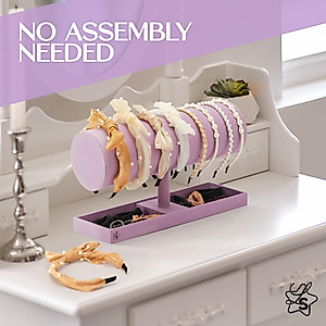 LS Lulu & Summer Headband Holder Organizer - Storage Stand Display Rack for Headbands, Hairband, Disney Ear, Tiara and Hair Accessories in Women and Girls Room (Purple)