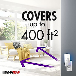 DynaTrap DT3005W DOT Indoor Plug-In Fly Trap for Flies, Fruit Flies, Moths, Gnats, & Other Flying Insects – Protects up to 400 Sq Ft