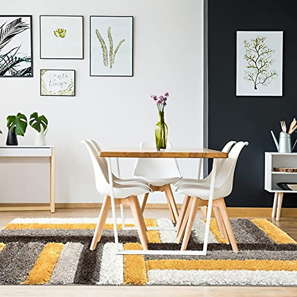 LUXE WEAVERS Lantanas Yellow 8x10 Shag Geometric Area Rug, Modern, Stain Resistant, Plush Indoor Rugs