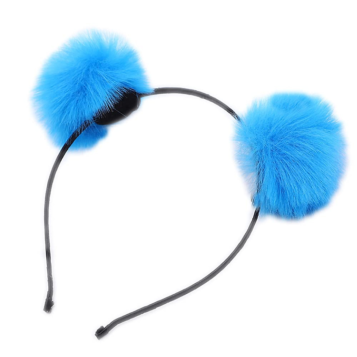 XIZHI 6pcs Pompom Ball Headband Iridescent Fluffy Ball Hair Loop Ear Headband Soft Style Cute Flurry for Kids Girls Boys Costume (Colorful)