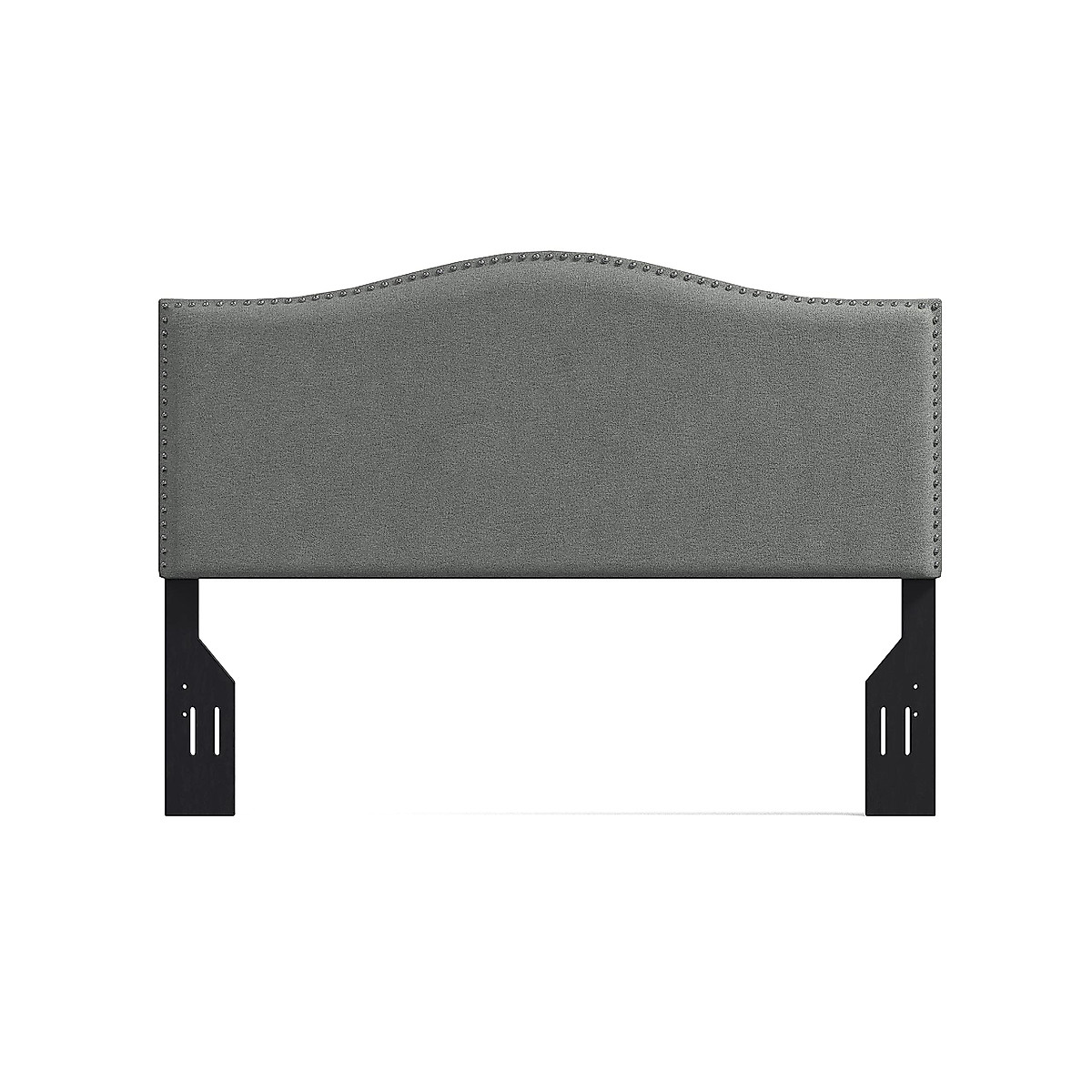 Glenwillow Home Kameli Nailhead-Trim Camelback Upholstered Headboard, Stone, Full/Queen