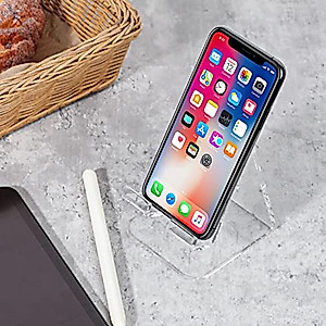 Kamehame 2 Pack Phone Holder for Desk, Clear Acrylic Cell Phone Stand, Compatible with Phone 13 Pro Max 11 12 XR 7 8 Plus SE, Android Smartphone, Pad, Desk Accessories for Home Office