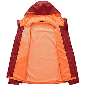 TBMPOY Men's Lightweight Rain Jackets Waterproof Hooded Running Cycling Hiking Raincoat Outdoor Windbreaker Wine Red M