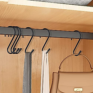Dreecy 18 Pack 4.5 Inch S Hook for Hanging, Large Vinyl Coated S Hooks Closet Hooks Heavy Duty S Hook, Metal Black Rubber Coated Non Slip Closet S Hooks for Hanging Plants Jeans Bags Pots Jewelry