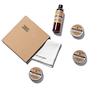 Otter Wax Leather Care Kit | 100% All-Natural Leather Care Products | Made in The USA | Includes Saddle Soap & Leather Salve | Color Safe | Ideal for Shoes, Boots, Jackets, Car Interiors