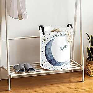 Love You to the Moon and Back Laundry Basket Hamper Large Storage Bin with Handles for Gift Baskets, Bedroom, Clothes