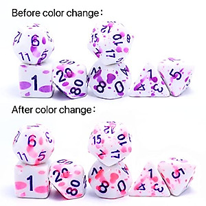 DND Game Dice Set Polyhedral - IDTQ Dungeons and Dragons Color Changes with Temperature Purple Red White Black Blue Yellow Green Dice Set RPG MTG Table Games 6sets D4 D6 D8 D10 D12 D20