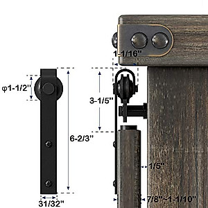 Hahaemall Heavy Duty Metal Steel Black Super Mini Sliding Barn Door Hardware Track Roller Kit Hanging TV Stand Cabinet System（6.6FT Single kit）（NO Cabinet）