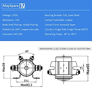 Max 300A Heavy Duty Solenoid Relay Nickel-Plating for Golf Carts, Winch, Marine in Rush 12VDC