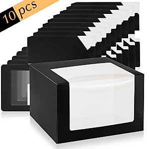 Black Gift Boxes with Window Display Box for Hat, Hat Storage Containter for Baseball Caps, Dad Hat, Billed Cap, Snapbacks & Trucker Cap, Paper Fold Box Packing Box 7.8" x 7.8" x 4.8", 10 Pack
