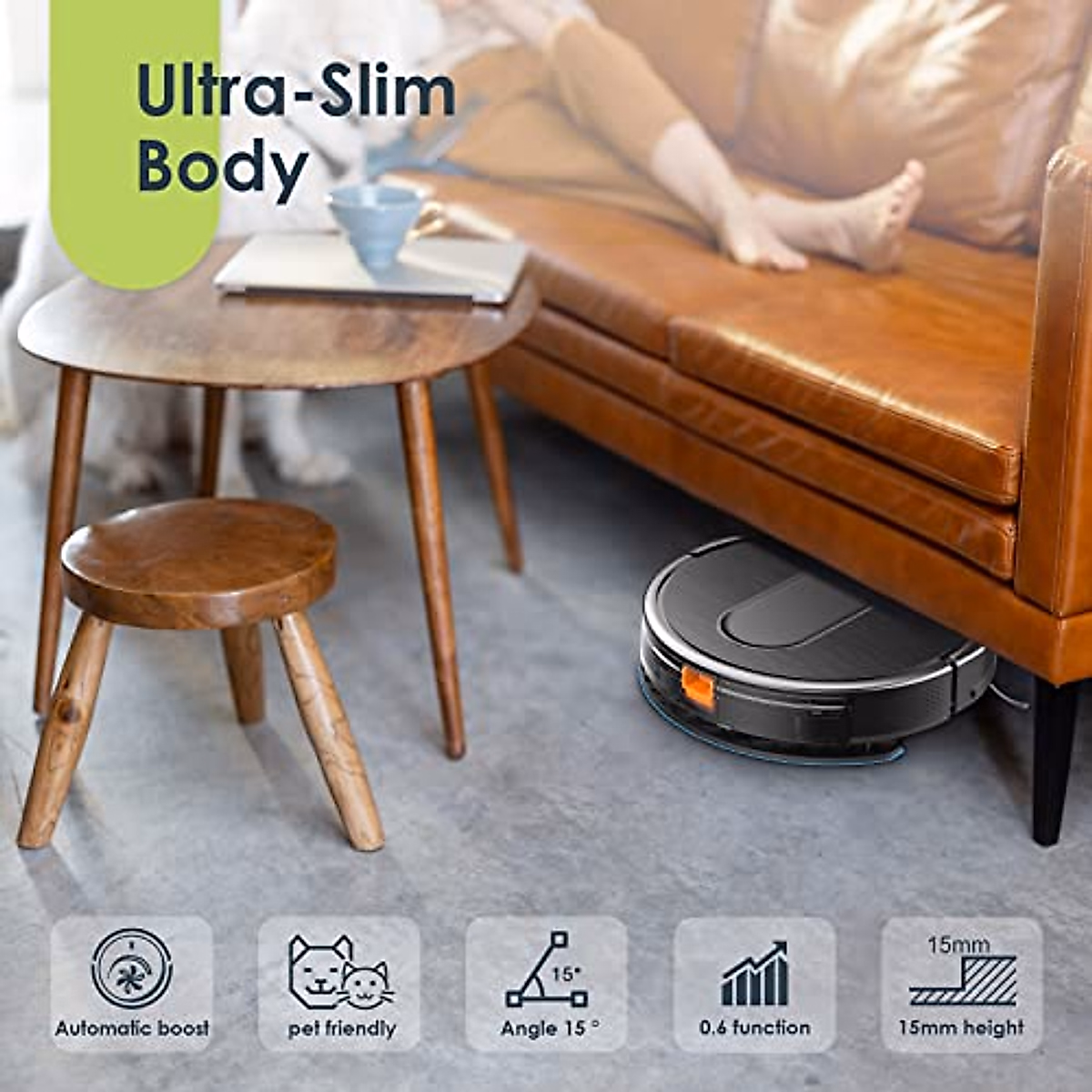 Robot Vacuum and Mop Combo, 3 in 1 Mopping Robotic Vacuum with Schedule, App/2.4Ghz Wi-Fi/Alexa, 1600Pa Max Suction, Self-Charging Robot Vacuum Cleaner, Slim, Ideal for Hard Floor, Pet Hair, Carpet
