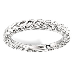 Metal Factory Sz 4 925 Sterling Silver Braid Style Stackable Eternity Ring