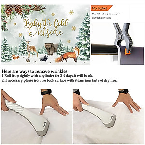 Avezano Baby It's Cold Outside Baby Shower Backdrop Gender Neutral Forest Woodland Winter Baby Shower Background Baby It's Cold Outside Party Decoration Photoshoot (7x5ft)