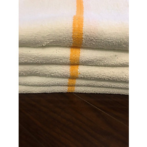 OMNI LINENS 24 Gold/orange Stripe Bar Mops Restaurant Kitchen Commercial Towels 32oz