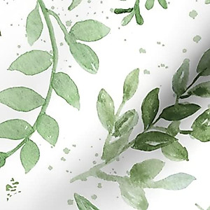 Spoonflower Fabric - Watercolor Leaves Pattern Eucalyptus Sage Green Greenery Printed on Petal Signature Cotton Fabric by The Yard - Sewing Quilting Apparel Crafts Decor