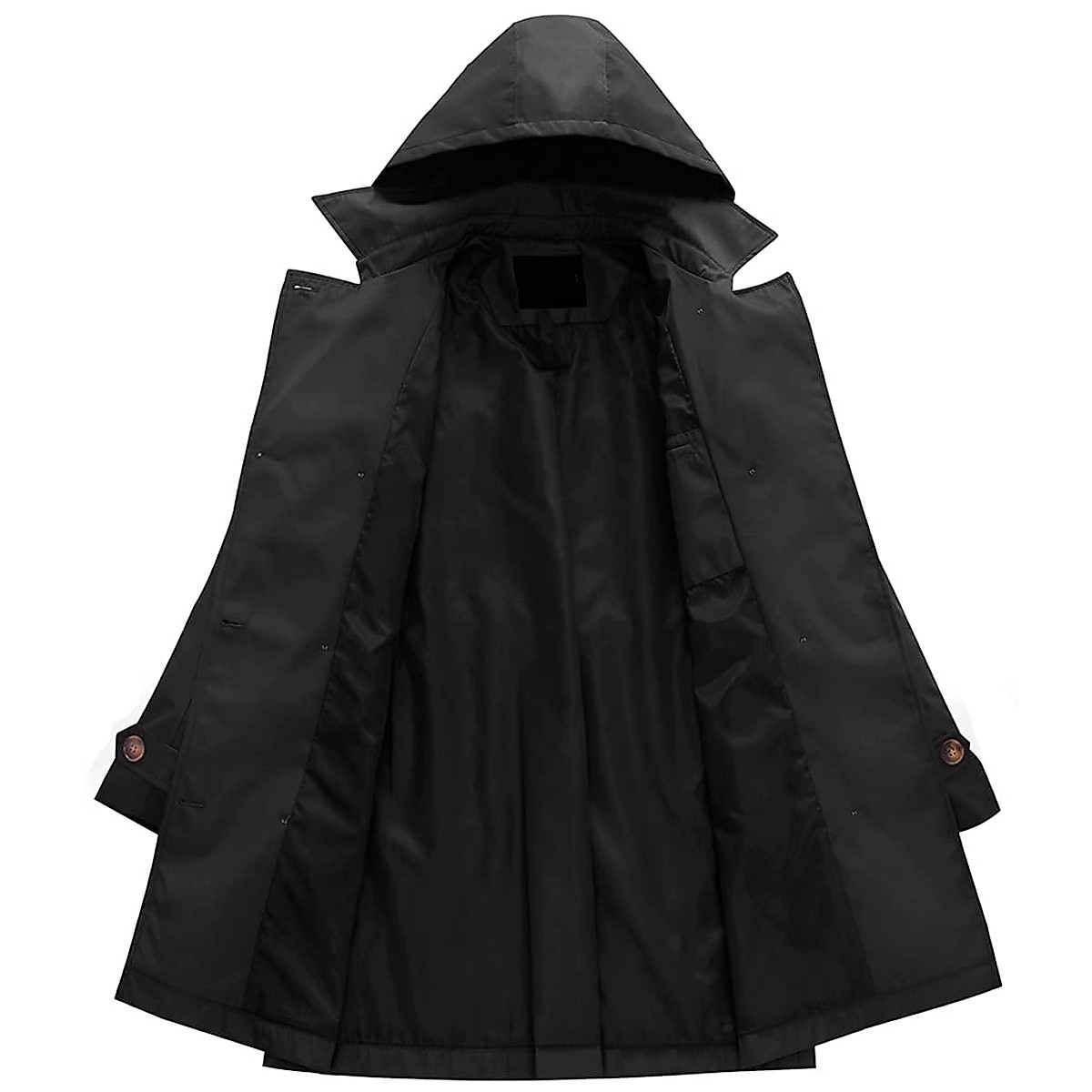 Chrisuno Women's Double-Breasted Trench Coat Classic Lapel Overcoat Slim Outerwear Coat with Belt Black L