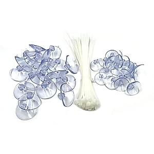 Aquarium Suction Cups,20Pcs 25mm/0.98inch + 20Pcs 35mm/1.37inch Fish Tank Suction Cups with Adjustable Cable Ties for Aquarium Fish Tank Plants, Planter, Binding Moss Shrimp Nest