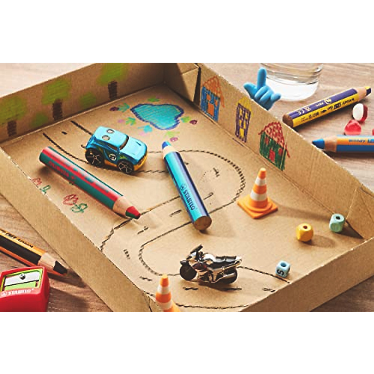 STABILO Multi-Talented Pencil Woody 3 in 1 Duo - Pack of 5 - Assorted Colours with Sharpener, Multicolor