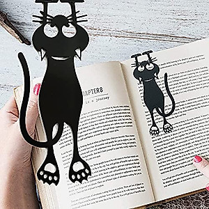 WSDMAVIS 5Pcs Black Cat Bookmark 3D Stereo Cartoon Wacky Animal Hollow Out Bookmarks for Kids and Students Reading Presents