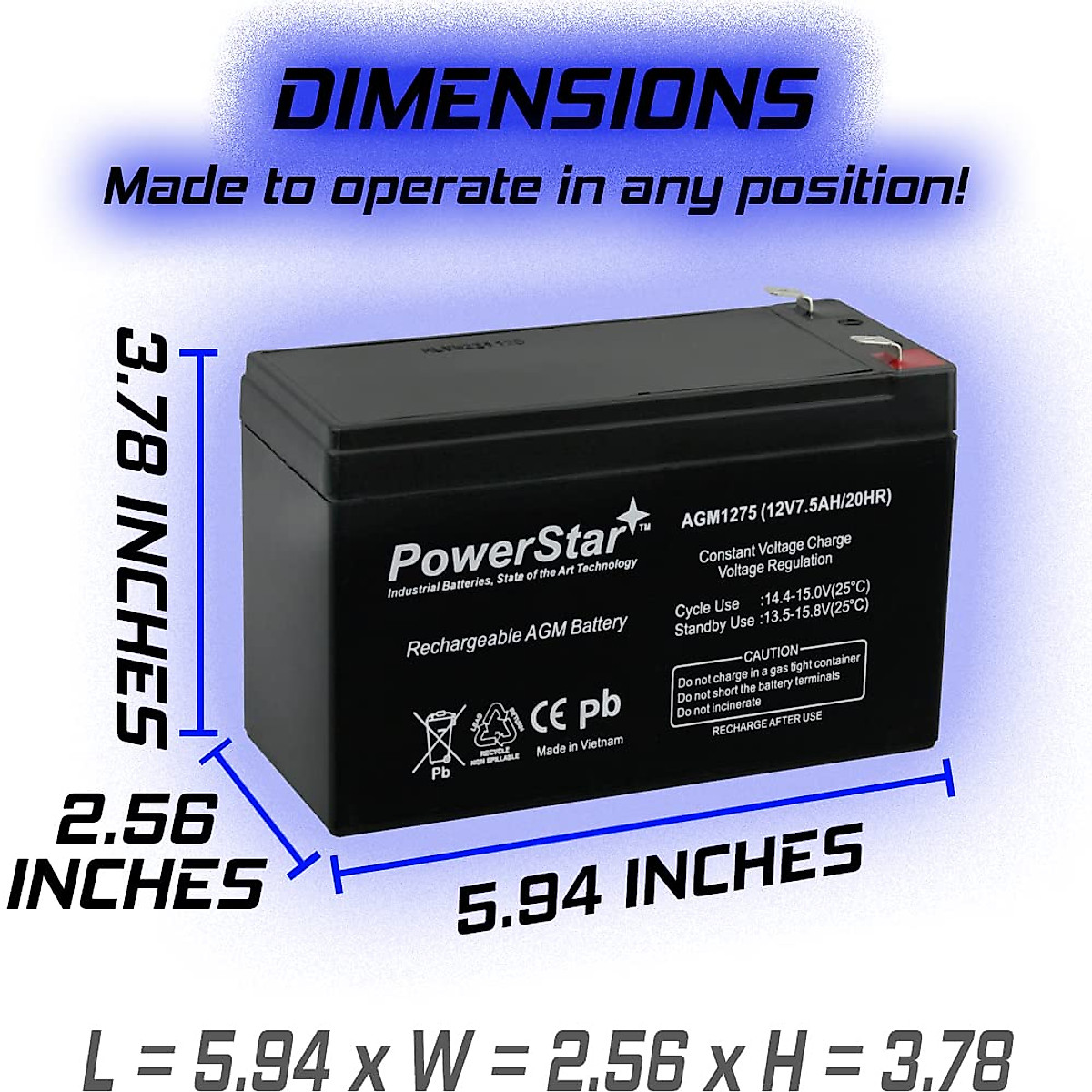 12V 7.5Ah BATTERY REPL. TEMPEST 12V7.5AH,TR7.5-12A,TR7.2-12A