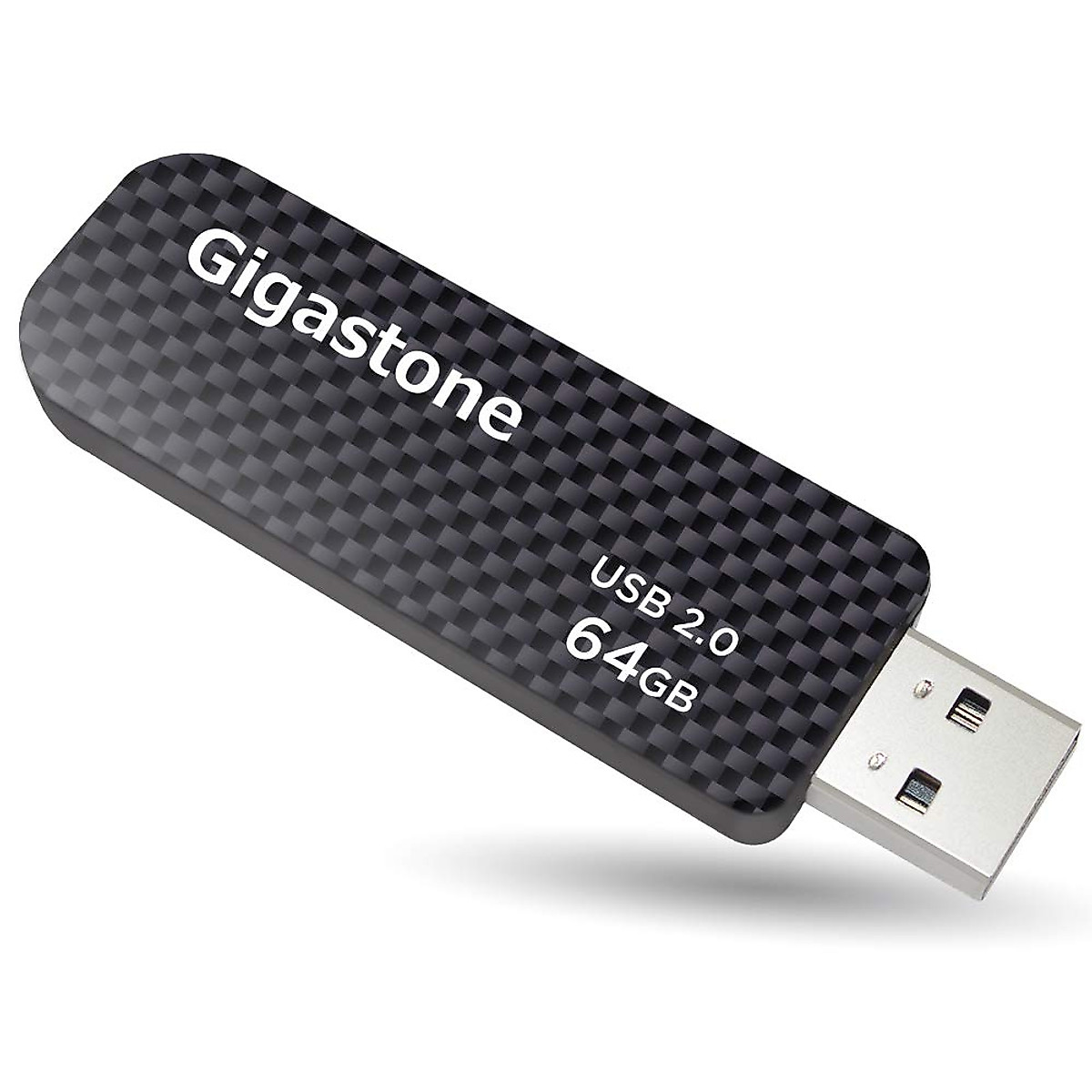 GIGASTONE V30 64GB USB 2.0 Flash Drive, Retractable Sliding Design Pen Drive, Carbon Fiber Style Thumb Drive, Reliable Performance & Durable