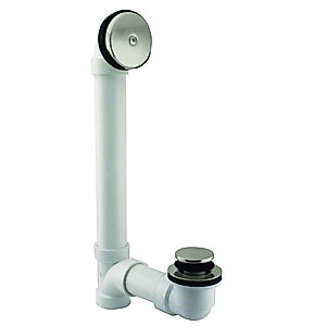 Westbrass Tip-Toe Sch. 40 PVC Bath Waste with One-Hole Elbow, Stainless Steel, D49321-20