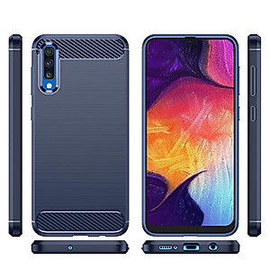 EUAGVQY for Samsung A50 Galaxy A50 Galaxy A50S Case Carbon Fiber Soft TPU Anti-Slip Durable Lightweight Protective Phone Cover for Samsung Galaxy A50（Blue）