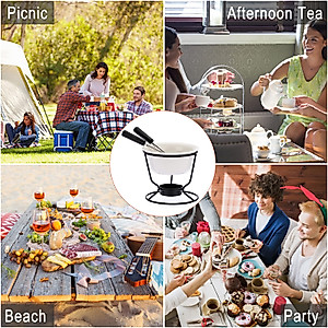 BSTKEY Ceramic Butter Warmer Set, Fondue Pot Melting Pot Set, Melt Hot Pot Round Bowl Set For Cheese Chocolate Butter Caramel, with 2 Dipping Forks