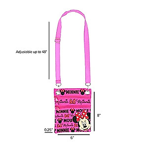 Disney's Minnie Mouse"Glam" Cross-Body Passport Purse Shoulder Bag, Neon Pink