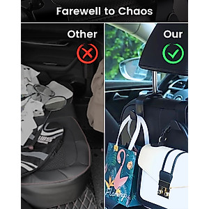 Ouzorp 4 Pack Car Seat Headrest Hooks, Hook Hanger Storage Organizer for Purse Coats Umbrellas Grocery Bags Handbag, Car Interior Accessories