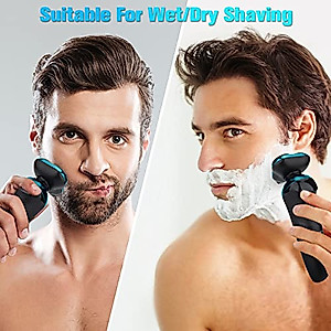 Electric Razor for Men, 2023 Men’s Electric Shavers Rotary LED Display/Waterproof/Rechargeable, Electric Shaver for Men Cordless Floating Head Replaceable Blades Portable Travel Razor Idea Gift
